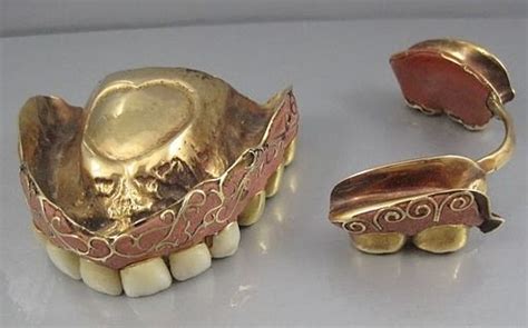 Antique Enameled And Filigree Gold False Teeth Origins Unknown