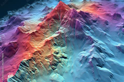 Digital Elevation Model Gis Product Made With Generative Ai Technology It Shows High Rocky And