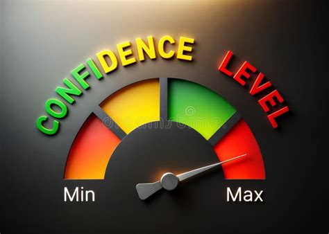 3d Illustration Rendering Gauge With Phrase Word Text Confidence Levels With Minimum And Maximum