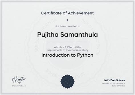Pujitha Samanthula On Linkedin Certificate Of Achievement