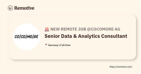 Hiring Senior Data And Analytics Consultant Cocomore Ag