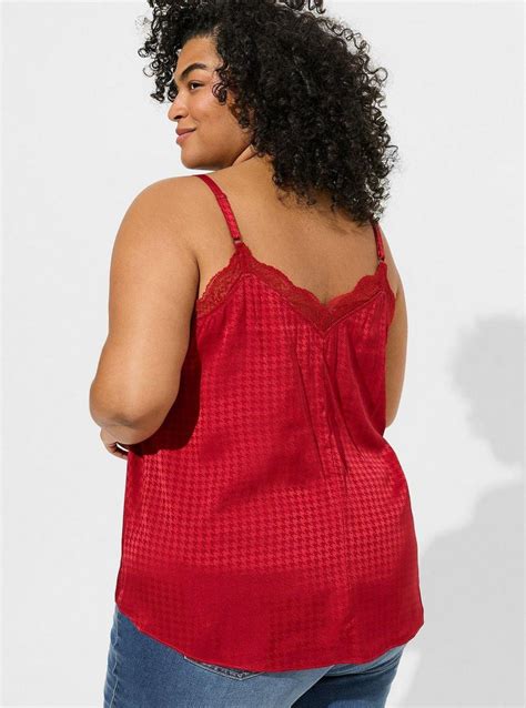 Plus Size Satin Jacquard Lace Trim Cami Torrid