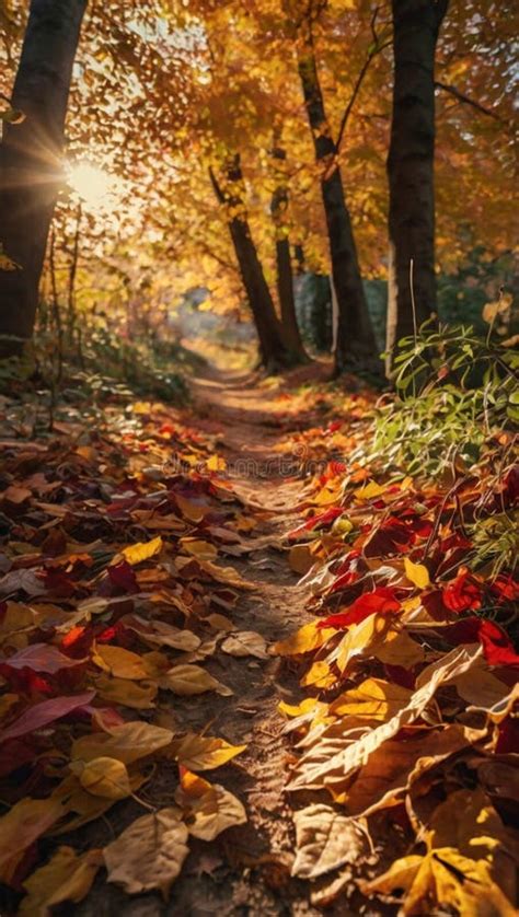 Ultra Realistic 4k Autumn Forest Path With Golden Leaves And Cinematic