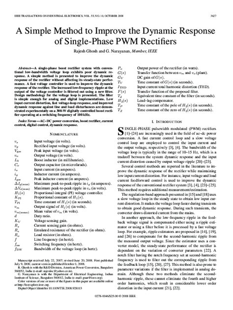 pdf a simple method to improve the dynamic response of single phase