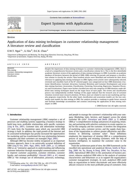 Application Of Data Mining Techniques In Pdf Customer Relationship