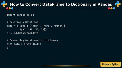 How To Convert Dataframe To Dictionary In Pandas Youtube