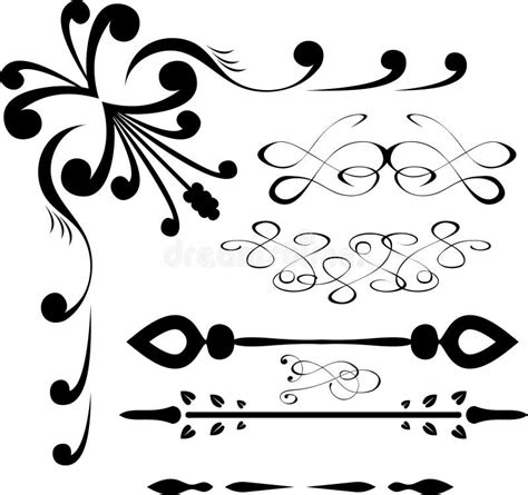 Vector Set Of Calligraphic Design Stock Vector Illustration Of Floral