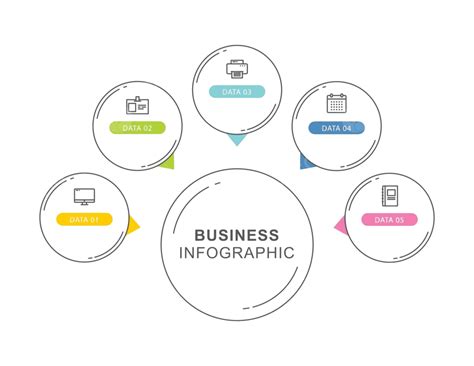Infographics Template Timeline Data With Thin Line Design And 5 Circular Elements Vector Menu