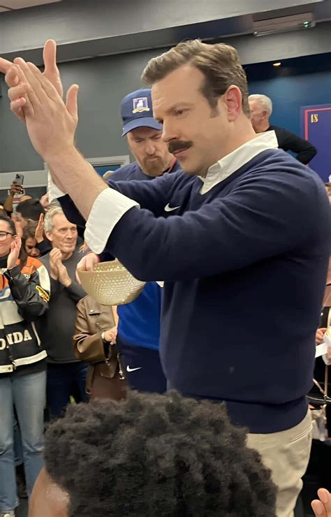 Charismatic Ted Lasso Inspires The Crowd Wallpaper Background Free