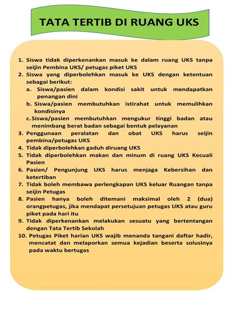 Tata Tertib Ruang Uks Pdf