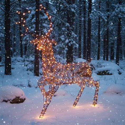 Christmas Reindeer Light 14m Brown Wicker Outdoor Light Up Stag Wit