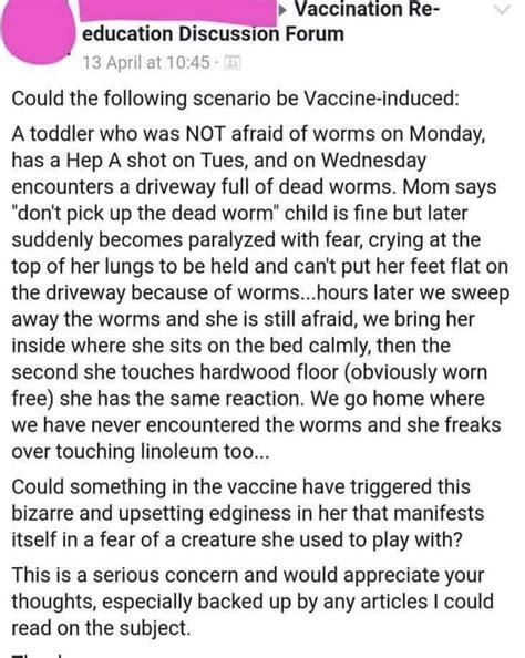 Vaccine Triggers Worm Phobia Vaxxhappened