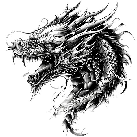 Dragon Head Drawings Black And White