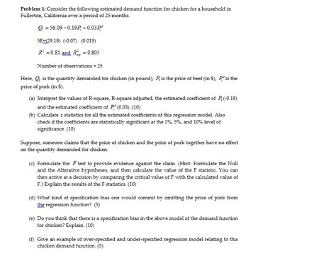 Consider The Following Estimated Demand Function For