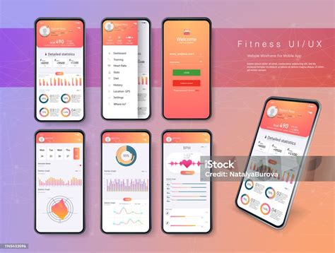 다른 Ui Ux Gui 화면 피트 니스 응용 프로그램 및 모바일 애플 리 케이 션을 위한 플랫 웹 아이콘 응답 웹 사이트를 포함 사용자 인터페이스 디자인 요소 설정 최소
