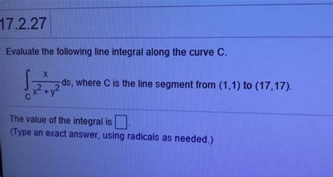 Solved Evaluate The Following Line Integral Along Chegg