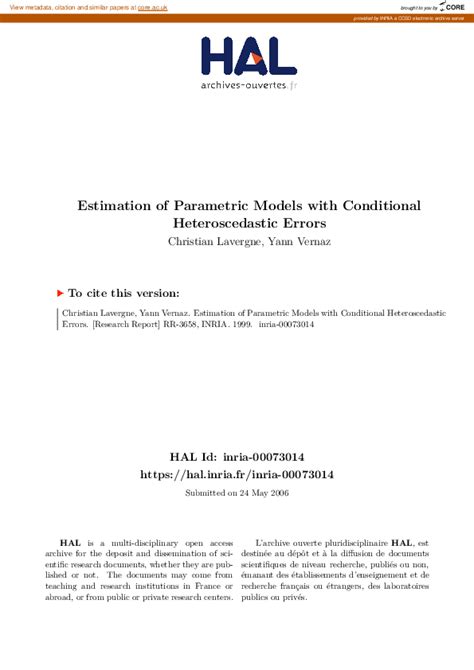 Pdf Estimation Of Parametric Models With Conditional Heteroscedastic