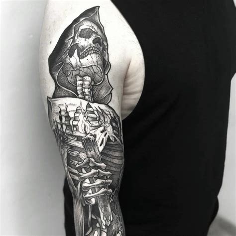 Skull Death Tattoos Skull With Cross • Tattoodo