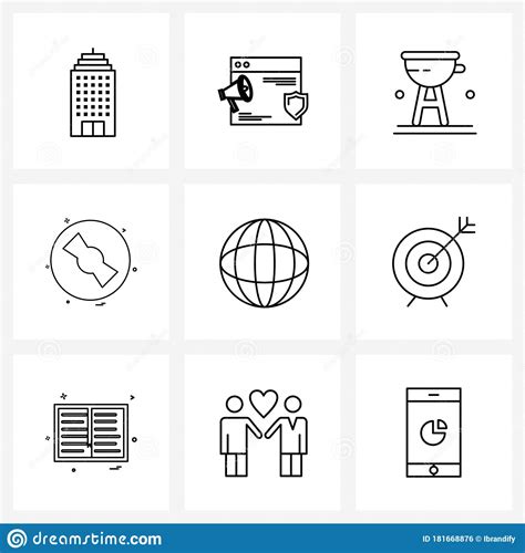 Modern Vector Line Illustration Of 9 Simple Line Icons Of Arrow