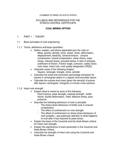 strata control coal syllabus pdf strength of materials stress