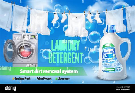 Laundry Detergent Realistic Horizontal Banner With Laundry Detergent