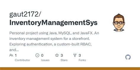 Github Gaut2172inventorymanagementsys Personal Project Using Java