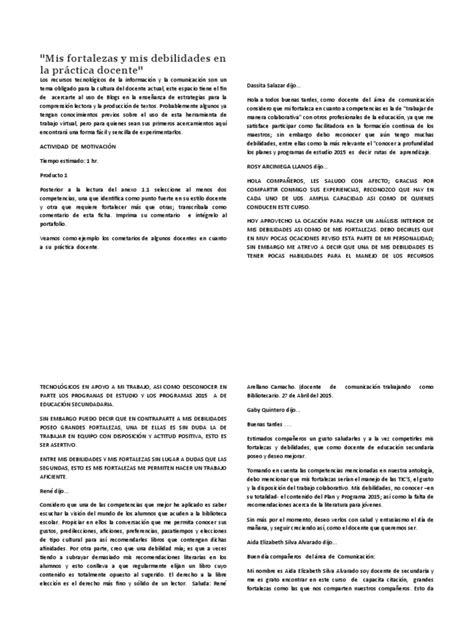 Mis Fortalezas Y Mis Debilidades En La Práctica Docente Pdf
