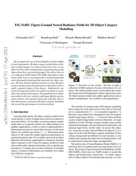 PDF FiG NeRF Figure Ground Neural Radiance Fields For D Object Category Modelling