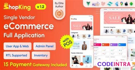 Shopking Ecommerce App With Laravel Website And Ad Codeintra