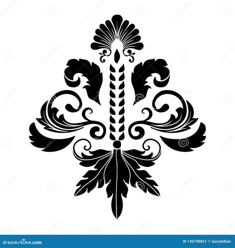 Vector Damask Element Isolated Damask Central Illistration Stock