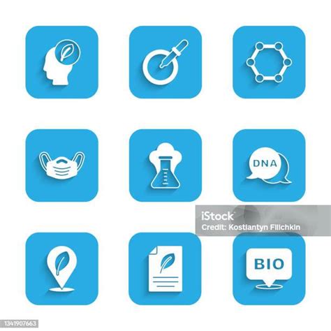 세트 화학 폭발 잎에코 종이 바이오 건강 식품 Dna 기호 위치 의료 보호 마스크 분자 및 인간의 머리 내부 아이콘 벡터 건강 진단에 대한 스톡 벡터 아트 및 기타 이미지