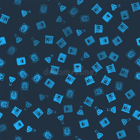 Set Test Tube Projection Screen Notebook And Certificate Template On Seamless Pattern Vector