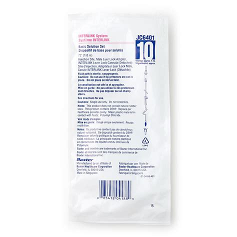 Baxter Basic Solution Set With Interlink Injection Site Bowers Medical Supply