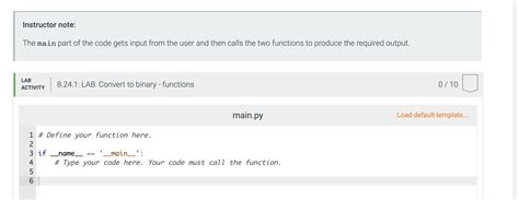 Solved 8 24 LAB Convert To Binary Functions Instructor Chegg