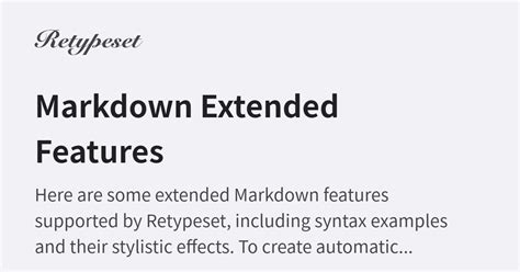 Markdown Extended Features Retypeset