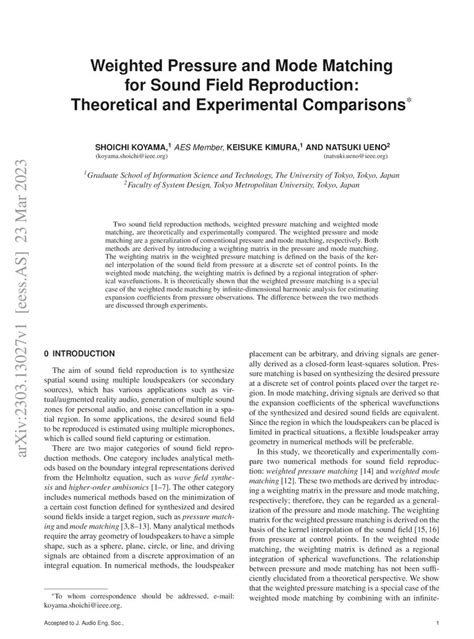 Weighted Pressure And Mode Matching For Sound Field Reproduction Theoretical And Experimental