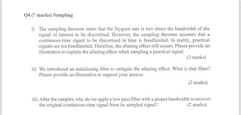 Solved Q Marks Samplingi The Sampling Theorem Chegg