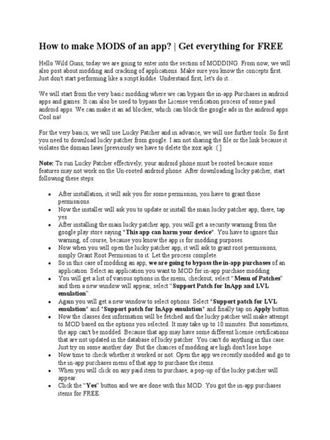 How To Make Mods Of An App Get Everything For Free Pdf Android Operating System Mobile App