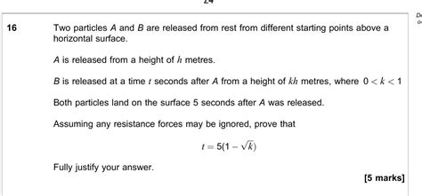 A Level Aqa Maths Pure Applications Of Differentiation Two Particles A And B Are Releas
