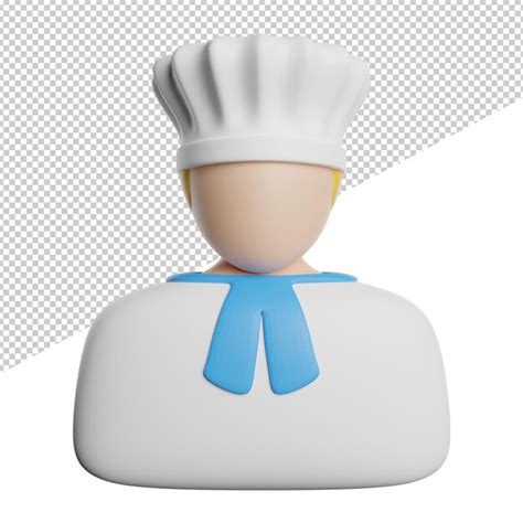 요리사 주방 음식 전면 보기 투명 배경에 3d 렌더링 아이콘 그림 아바타 프리미엄 Psd 파일