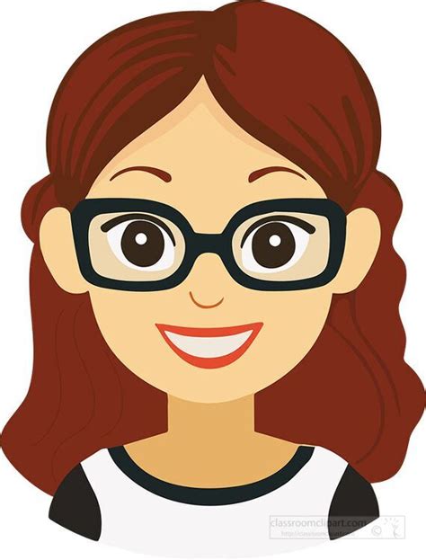 Faces Clipart Cartoon Girl With Large Glasses