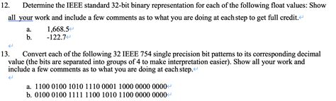Solved Determine The IEEE Standard Bit Binary Chegg