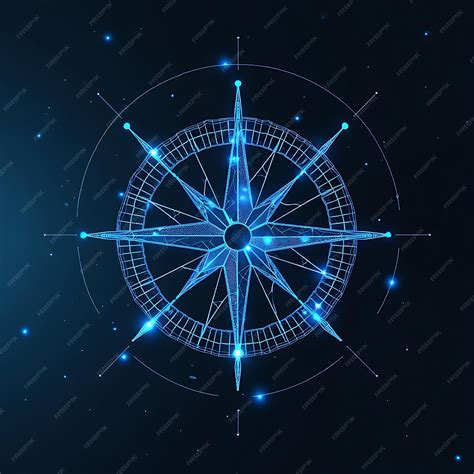 Futuristic Navigation Concept Low Poly Compass Rose Illustration With Points And Lines Premium