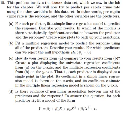 15 This Problem Involves The Boston Data Set Which