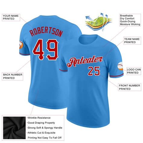 Custom Powder Blue Red White T Shirt