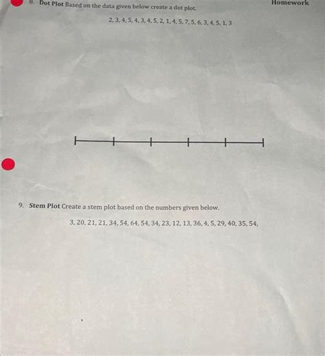 Solved 8. Dot Plot Based on the data given below create a | Chegg.com