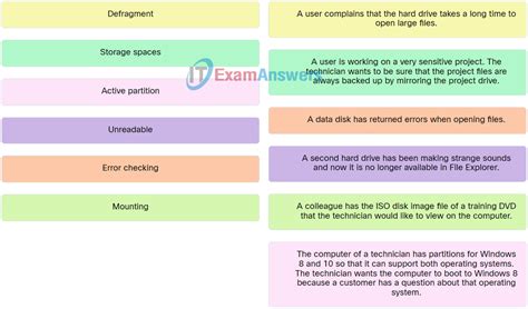 Match The Cause Of The Disk Management To The Problem Scenario