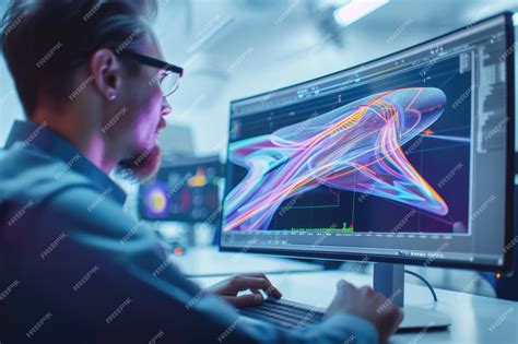 Aerospace Engineer Designing Supersonic Aircraft Wing With Simulation Premium Ai Generated Image