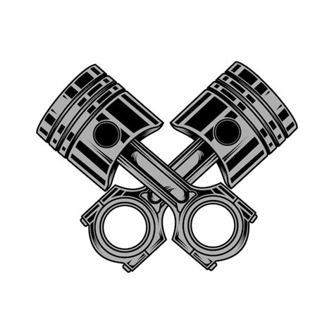 인쇄 자동차 로고에 완벽한 피스톤 엔진의 그림 벡터 그래픽 아이콘 로고 프리미엄 벡터