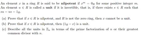 solved an element x in a ring r is said to be nilpotent if